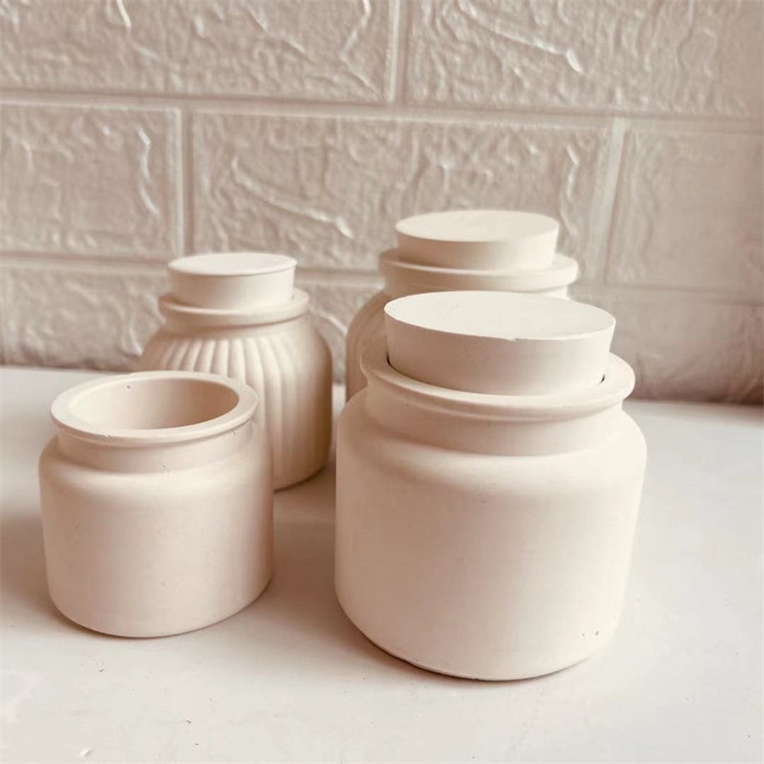 Silicone Molds Stripped Round Box With Lid, Casting Molds, Concrete ...