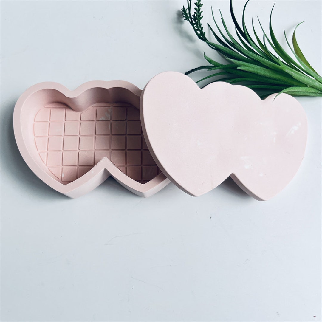 Heart Box With Lid Silicone Molds, Heart Ring Dishes Concrete Mold ...