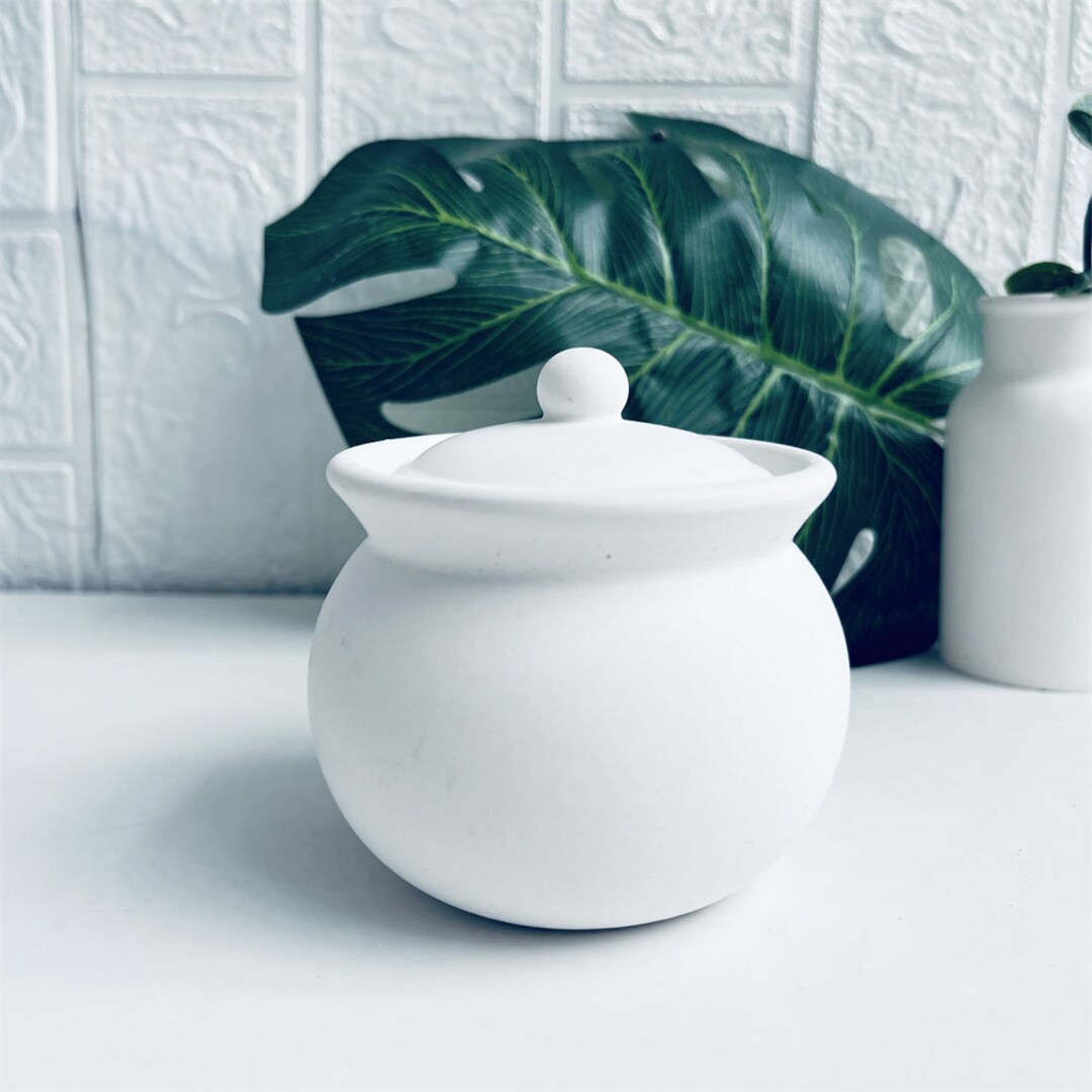 Cute Round Bowl With Lid Silicone Mold, Concrete Mold Jar With Lid ...