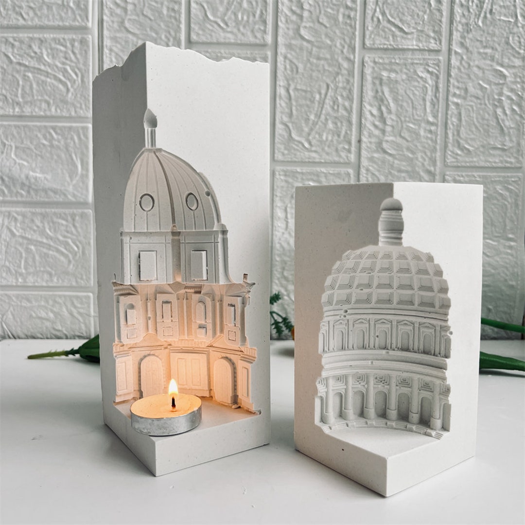 Rome Palace Tealight Holder Silicone Mold, Vintage Ruined Church Dome ...