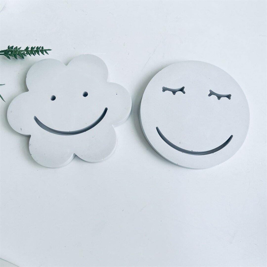 Smiley Face Flower Round Coaster Mold, Shiny Resin Mold Coaster ...