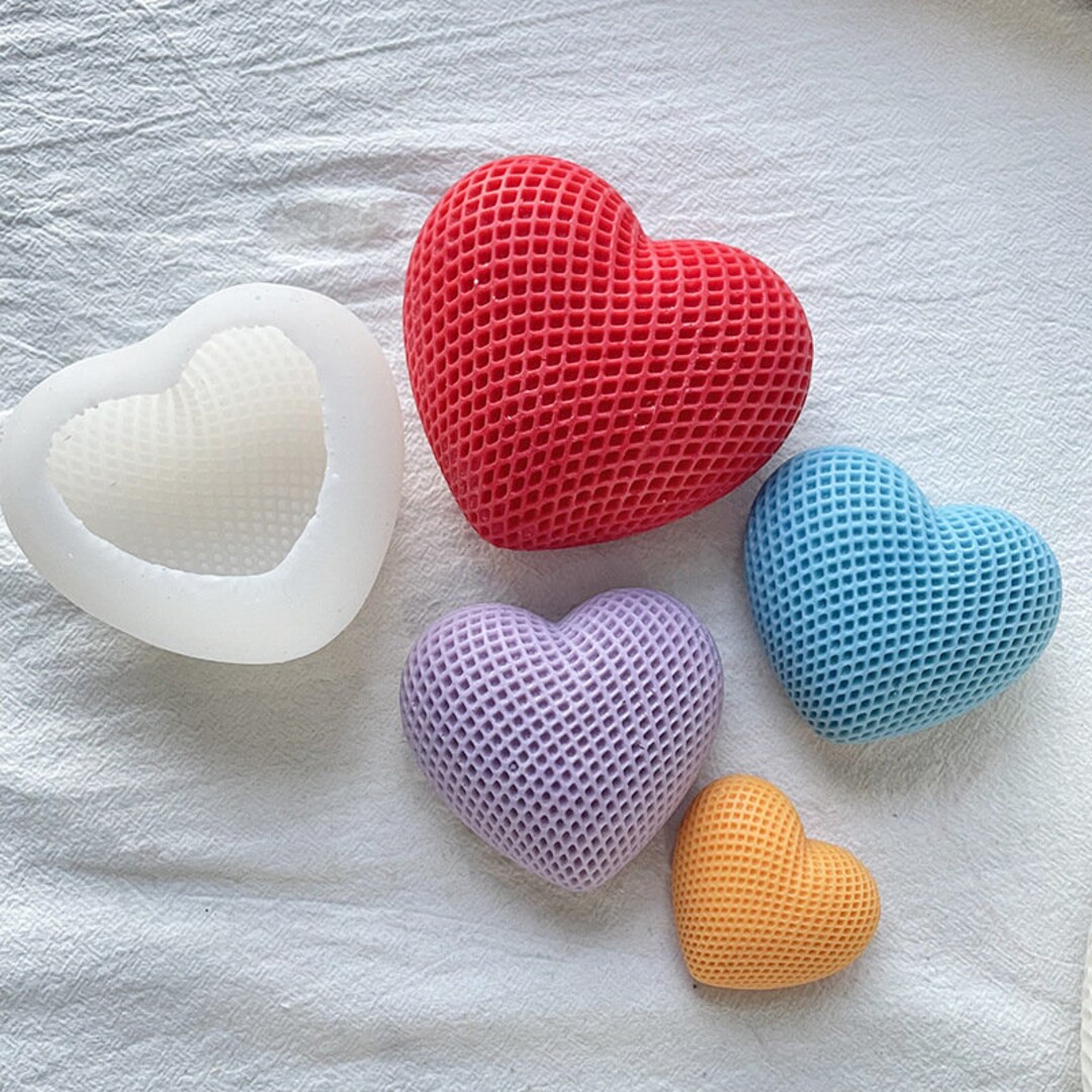 3D Mesh Heart Silicone Molds, Concrete Molds Heart, Food Safe Cake ...