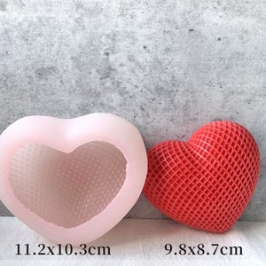 3D Mesh Heart Silicone Molds, Concrete Molds Heart, Food Safe Cake ...