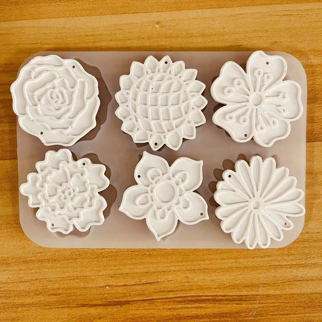 Silicone Mold Flower Hanger, Set of 6 Flowers, Hanging Flower Pendant ...
