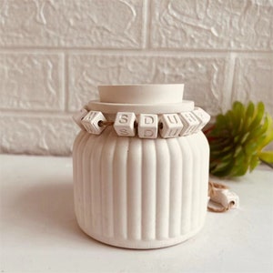 Silicone Molds Stripped Round Box Holder With Lid , Concrete Jar With ...