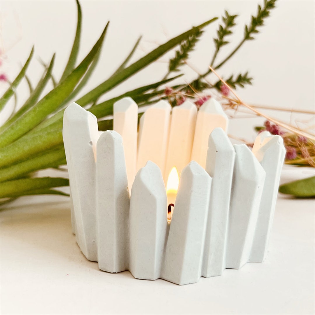 Crystal Cluster Candle Holder Mold, Tealight Candle Holder Silicone ...