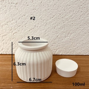 Silicone Molds Stripped Round Box Holder With Lid , Concrete Jar With ...