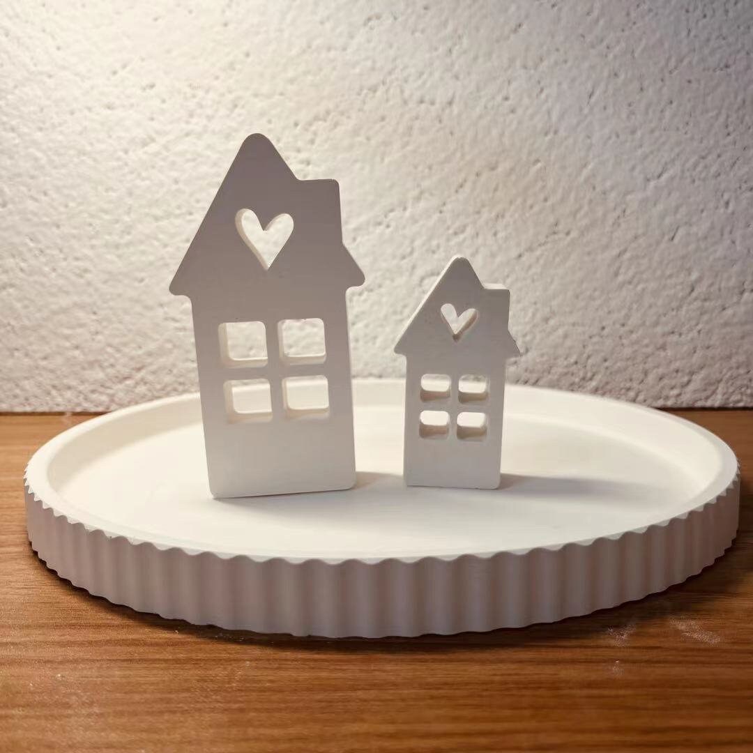 Silicone Molds Tray House Casting Molds, Round Stripped Tray, Heart ...