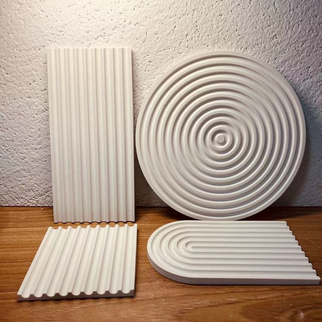 Silicone Molds Tray Plates With Grooves, Casting Molds Coaster Striped ...