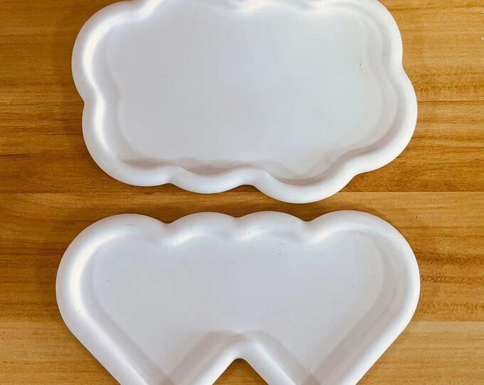 Silicone Mold Tray, Heart, Cloud, Concrete Mould Plates Dishes Coaster ...