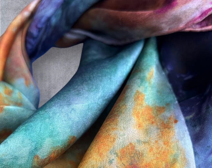 Silk Bandana Dyed With Plant Extracts Rainbow 21 5 X 21 5 Inches Etsy