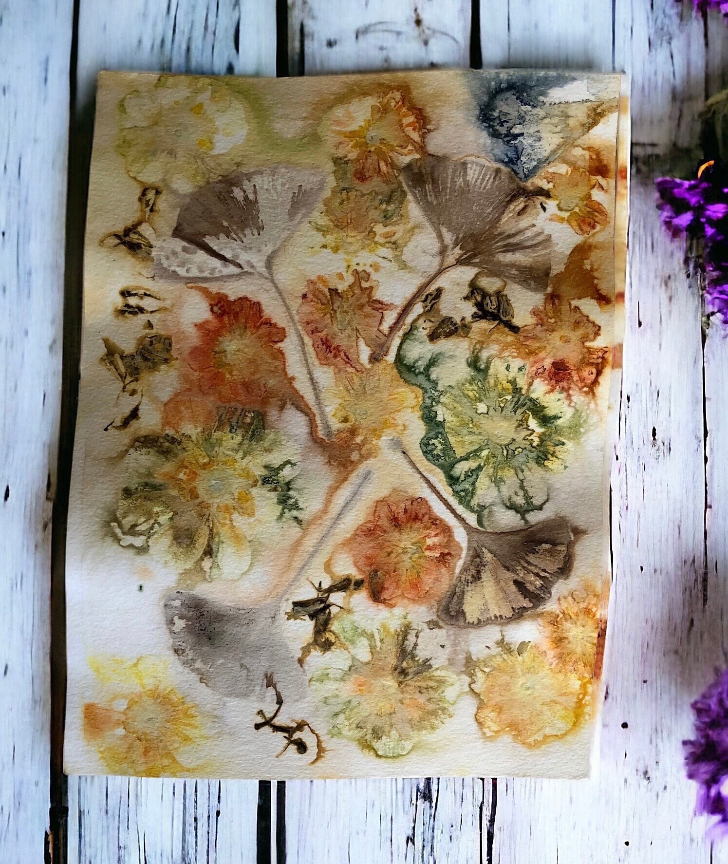 Decorative Paper Made With Plant Dye Eco Prints 8 Sheets for Junk ...