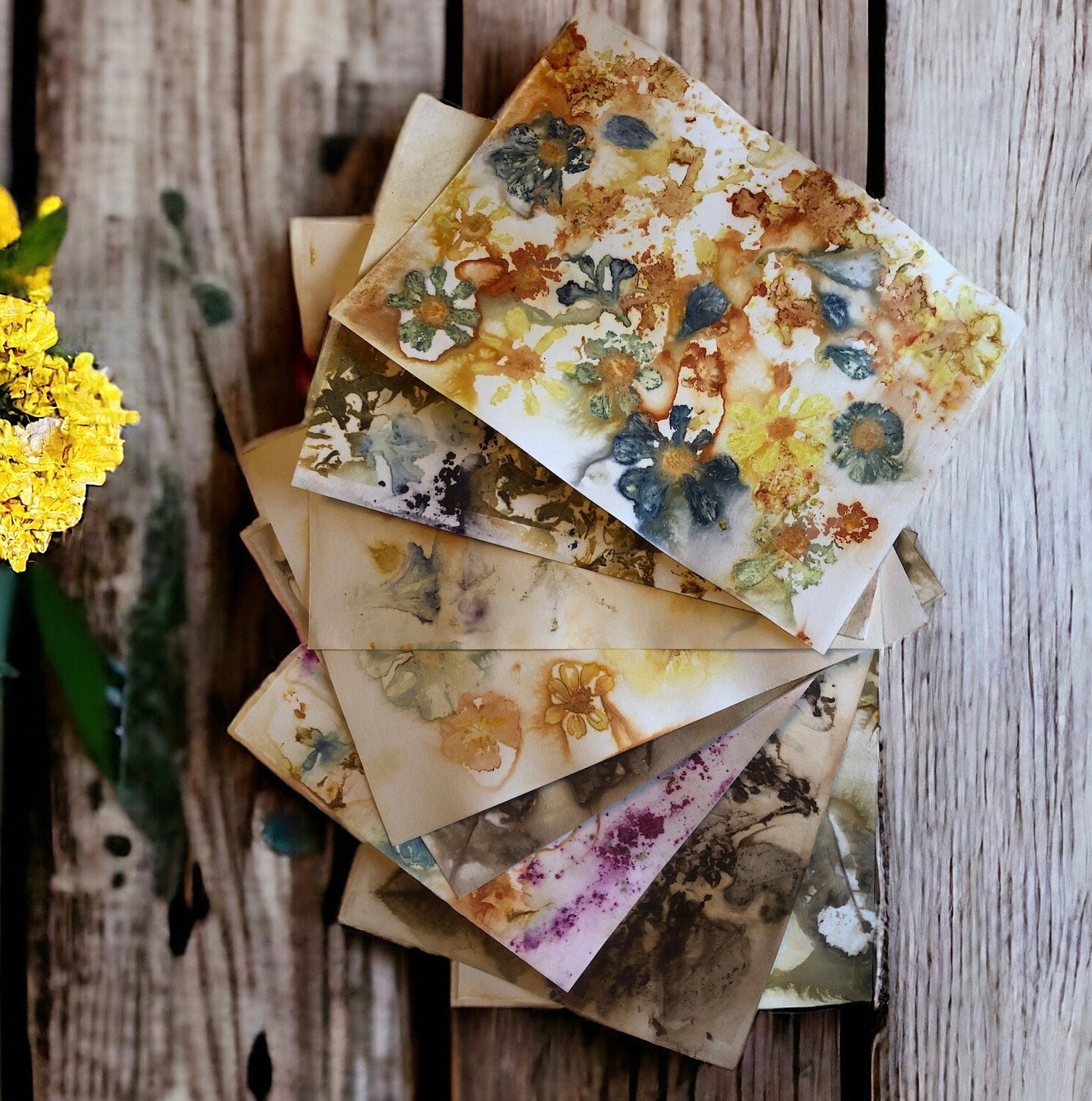 Decorative Paper Made With Plant Dye Eco Prints 8 Sheets for Junk ...