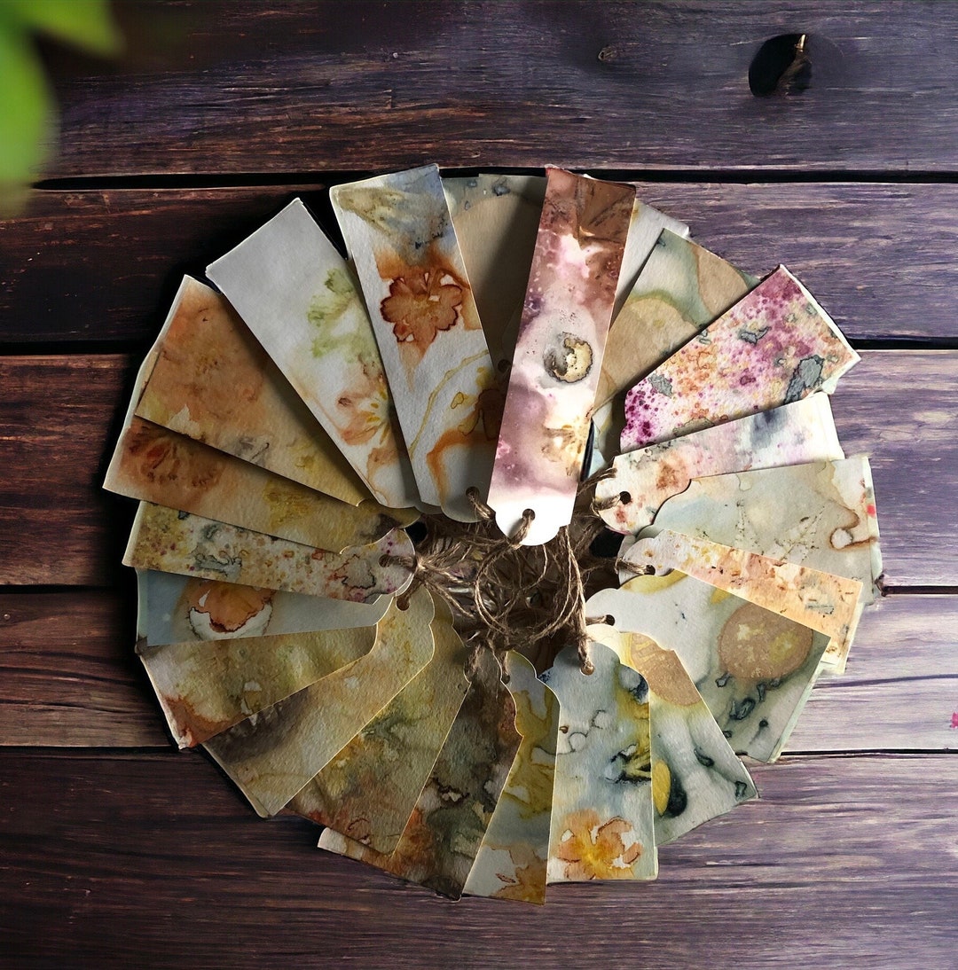 Gift Tags Made With Plant Dye, Botanical Dye Eco Print Gift Tags Set of ...