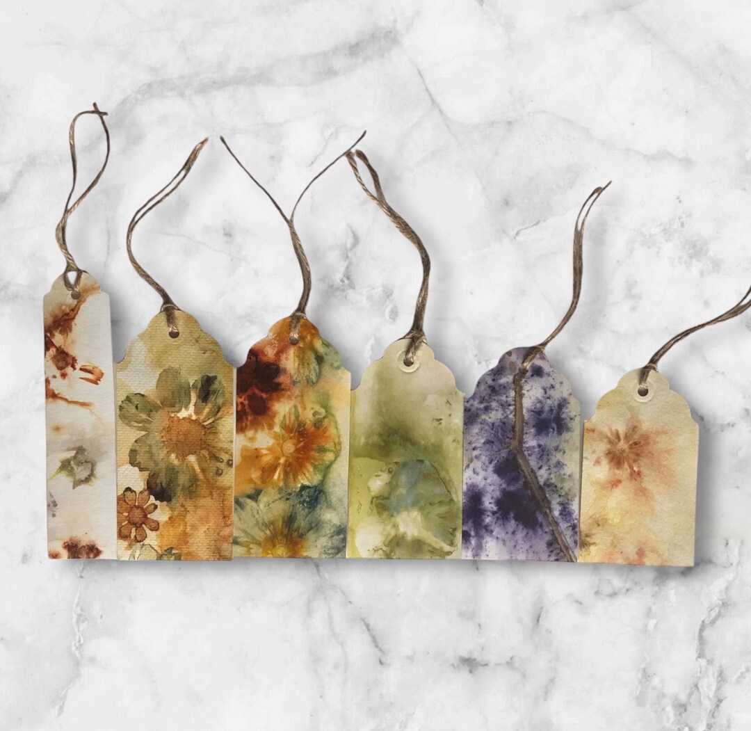 Gift Tags Made With Plant Dye, Botanical Dye Eco Print Gift Tags Set of ...