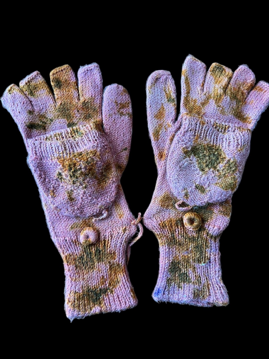 Alpaca Wool Gloves With Mitten Covers, Orange Red, Hand-dyed With ...