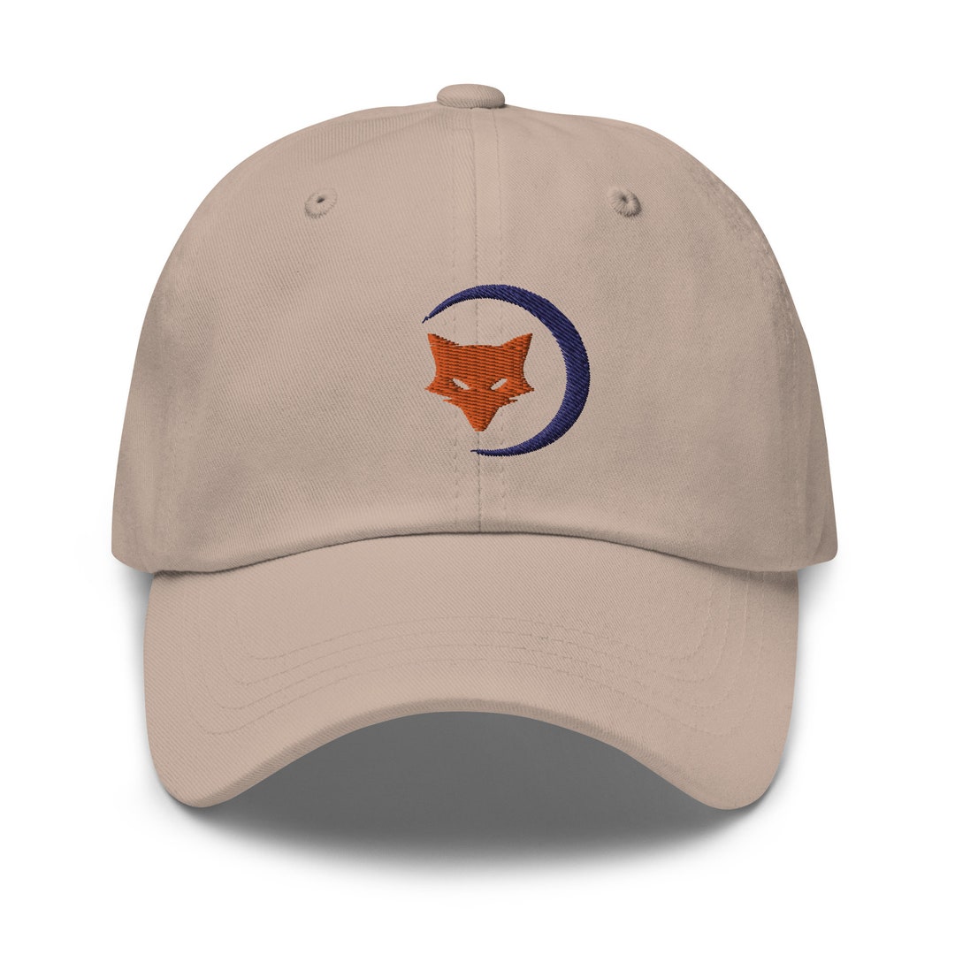 Fox Crescent Moon Embroidered Baseball Cap Cotton Adjustable Dad Hat ...