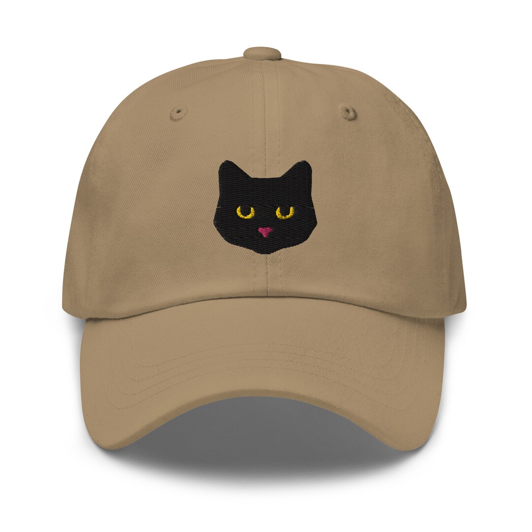 Black Cat Face Embroidered Baseball Cap Cotton Adjustable Dad Hat ...