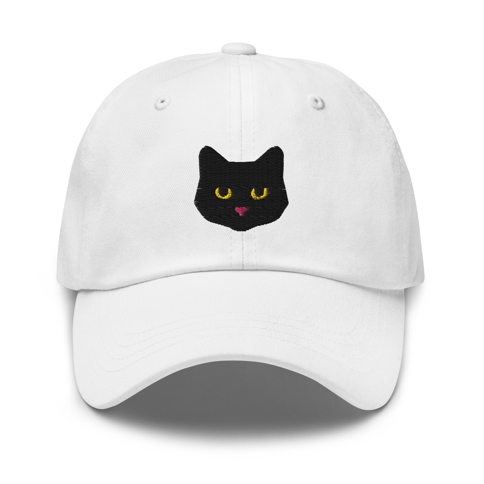 Black Cat Face Embroidered Baseball Cap Cotton Adjustable Dad Hat ...