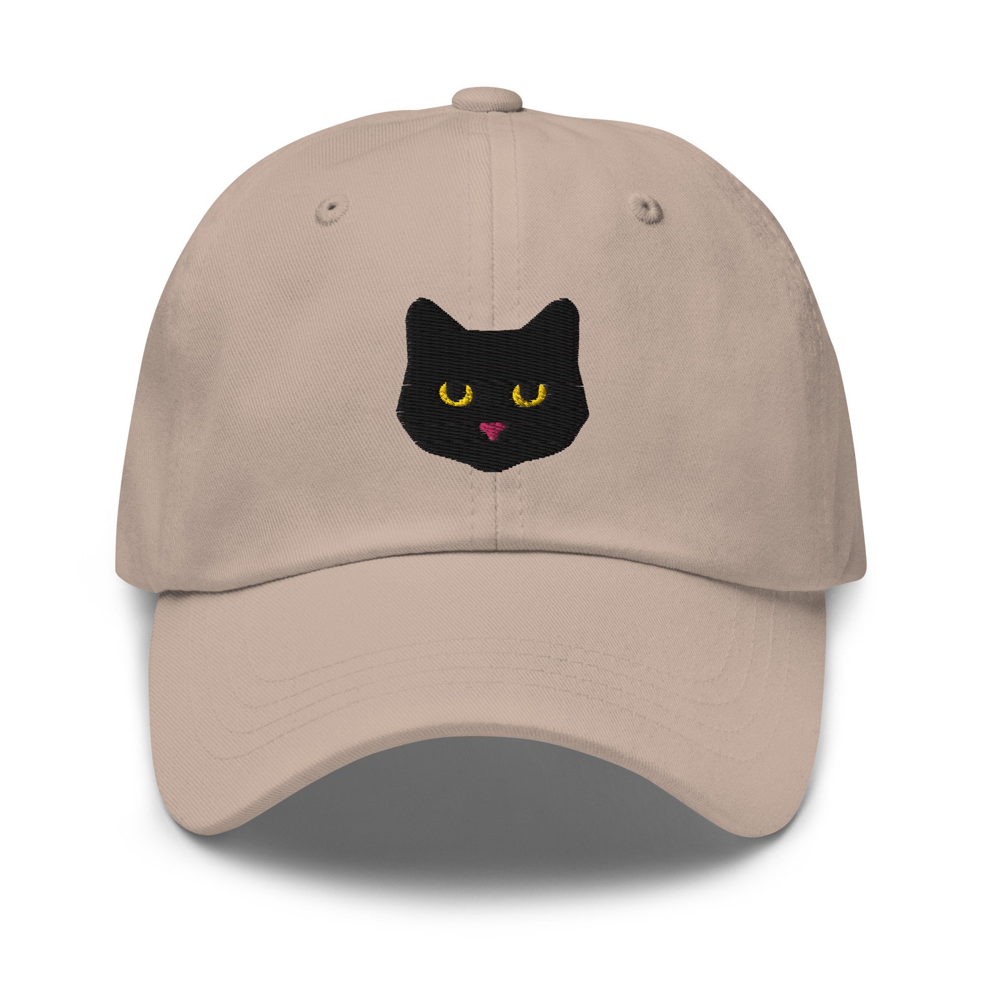 Black Cat Face Embroidered Baseball Cap Cotton Adjustable Dad - Etsy