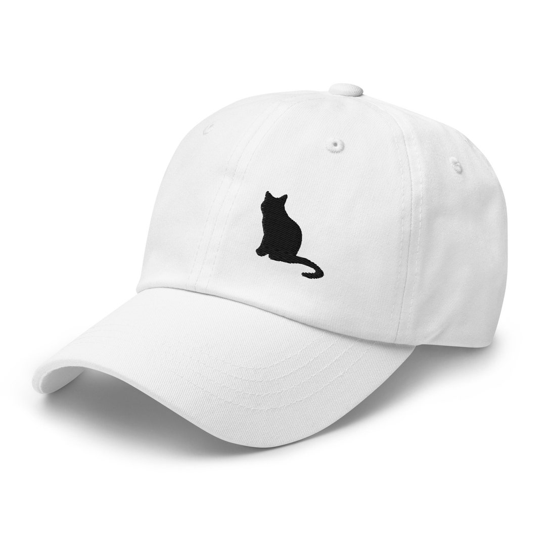 Waiting Cat Embroidered Baseball Cap Cat Mom Cotton Hat Adjustable Cat ...