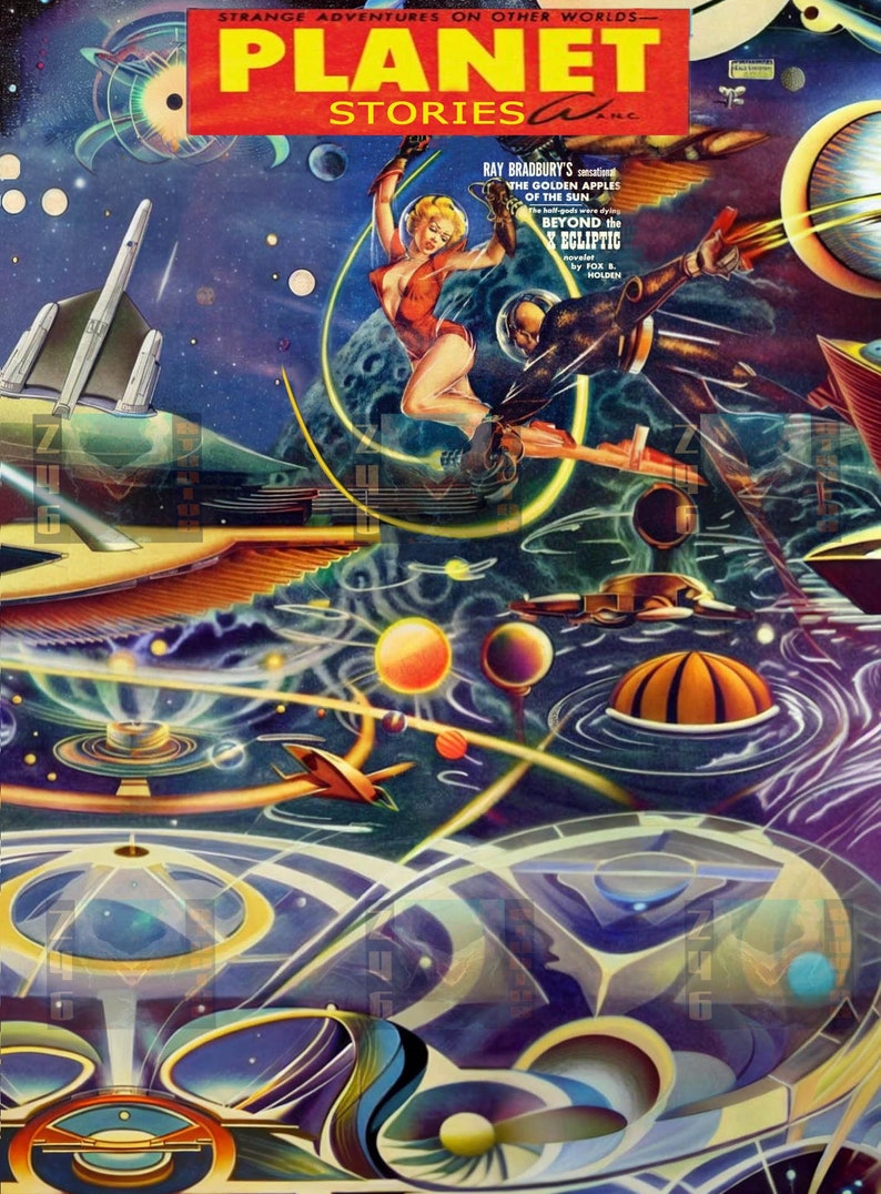 Awesome Pulp Magazine Cover Art Poster! Golden Age of Sci Fi Magazine Art Cover, Expanded and ...
