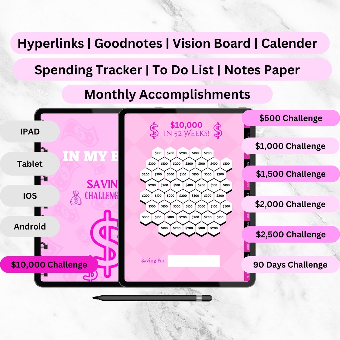 Saving Money Planner | Digital Planner | Notes Pages | Finance Planner ...