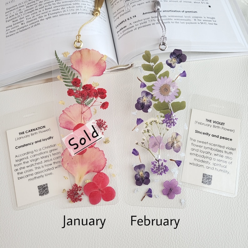 Laminated Pressed Flower Bookmark: Real Birth Flowers - Etsy