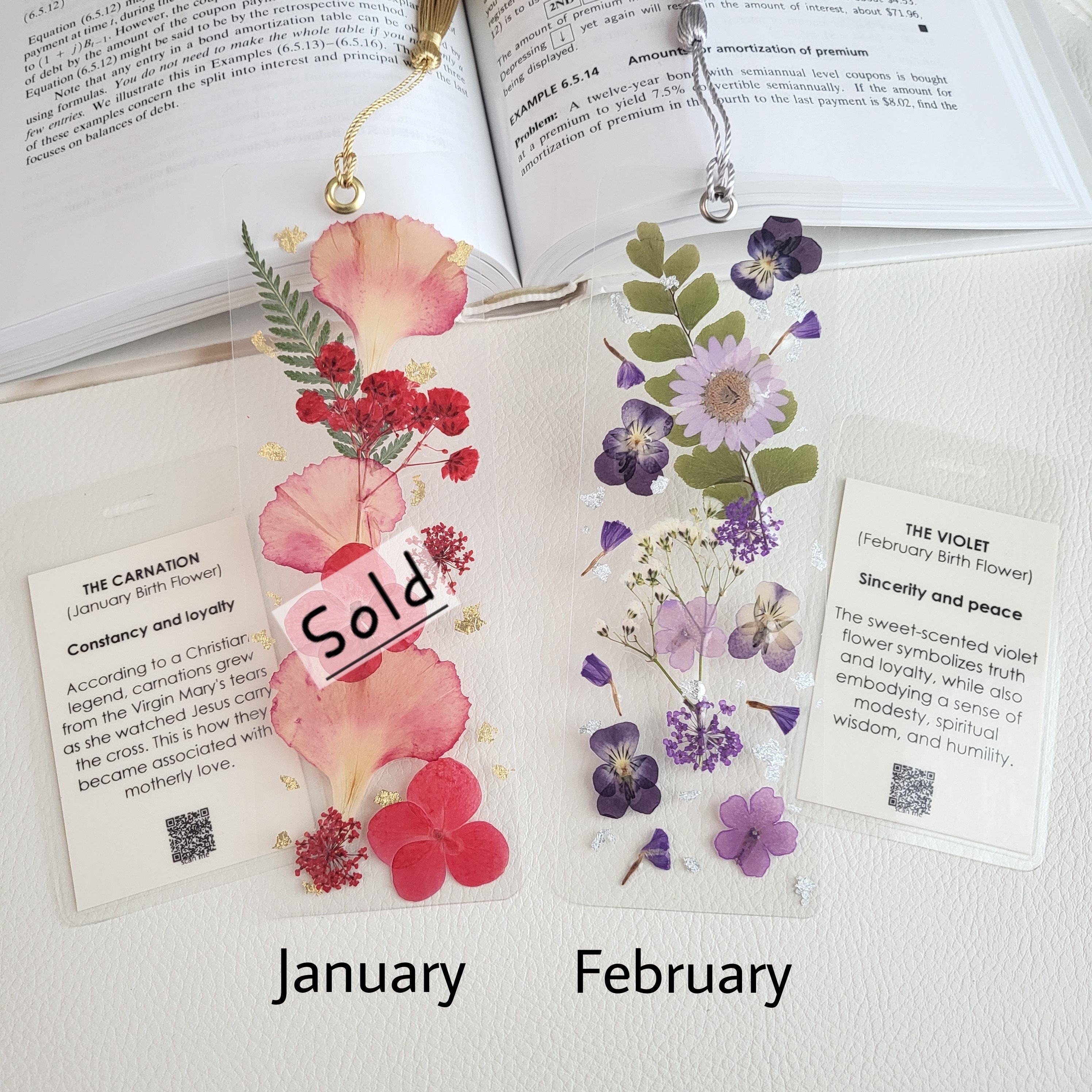 Laminated Pressed Flower Bookmark: Real Birth Flowers - Etsy UK