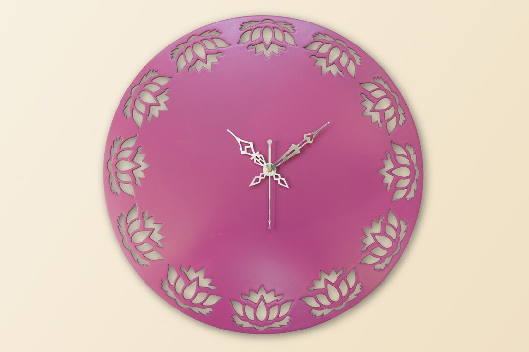 Pink Lotus Clock/handmade Clock/huge Round Clock - Etsy