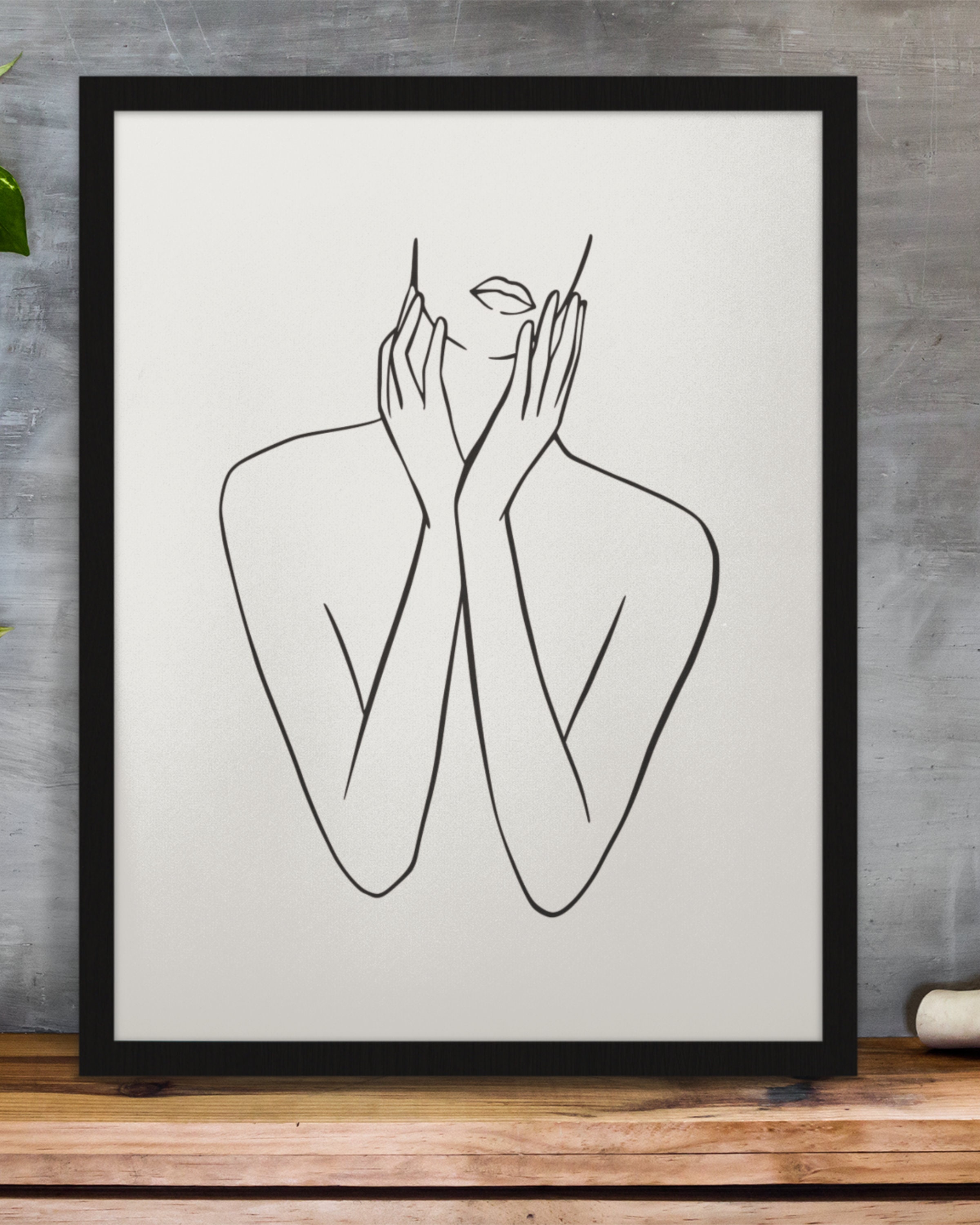 Female Body One Line Drawing Printable Wall Art, Women Body Outline ...