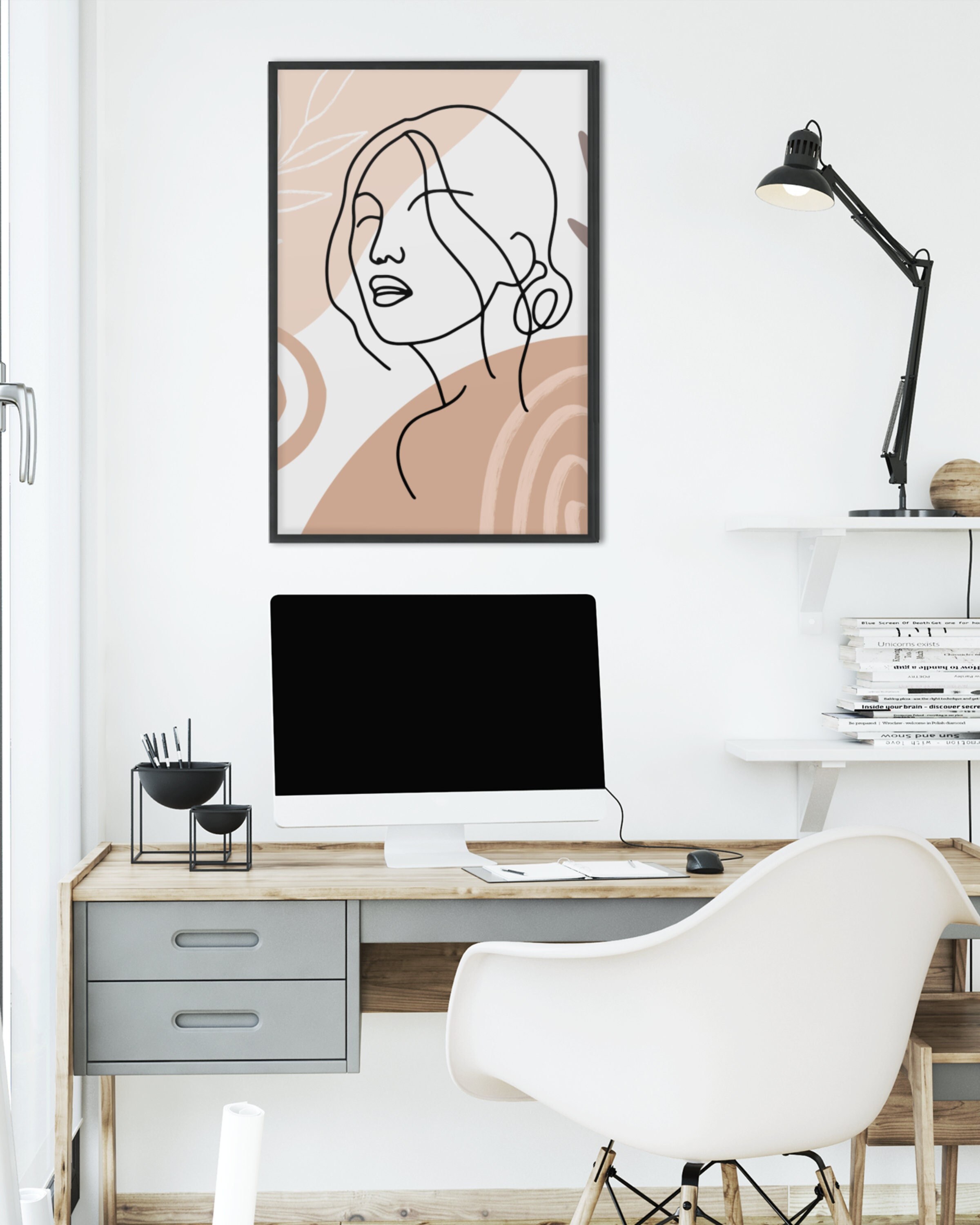 Face Line Drawing, Boho One Line Drawing, Printable Wall Art, Minimalist Wall Art, Single Line ...