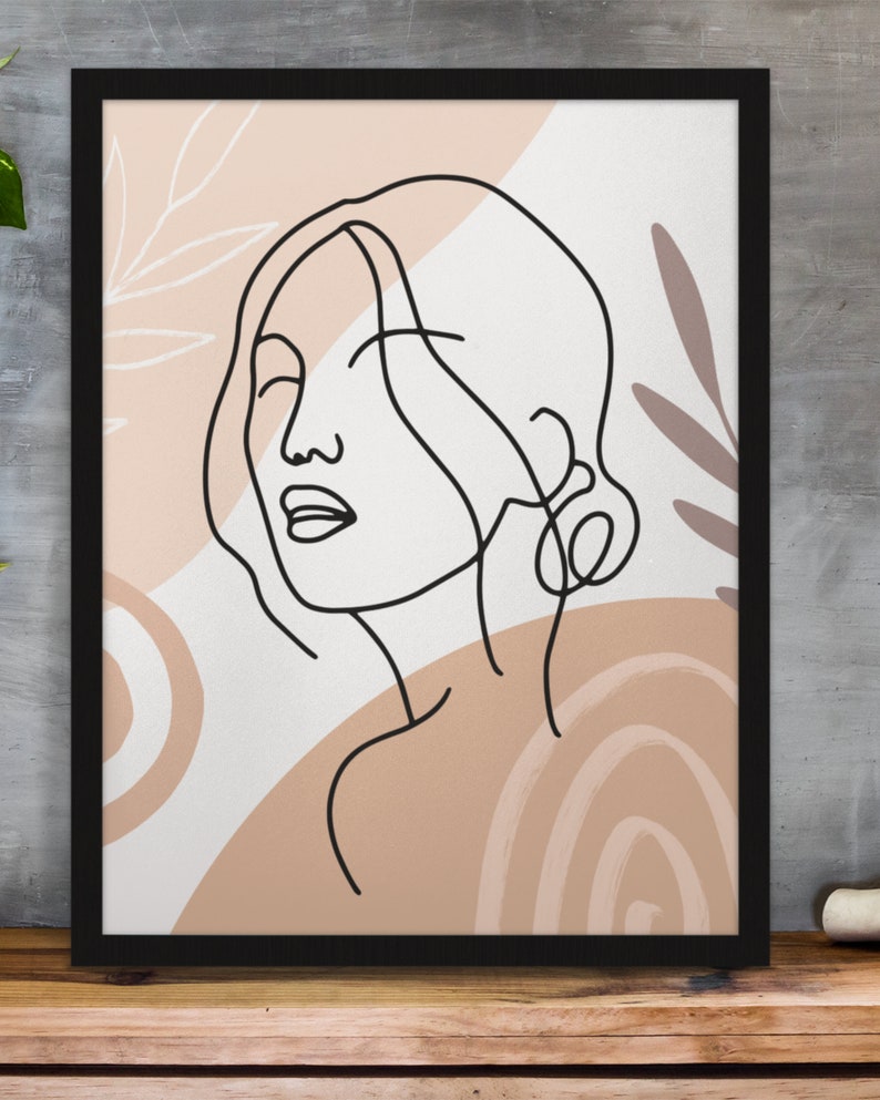 Face Line Drawing, Boho One Line Drawing, Printable Wall Art, Minimalist Wall Art, Single Line ...