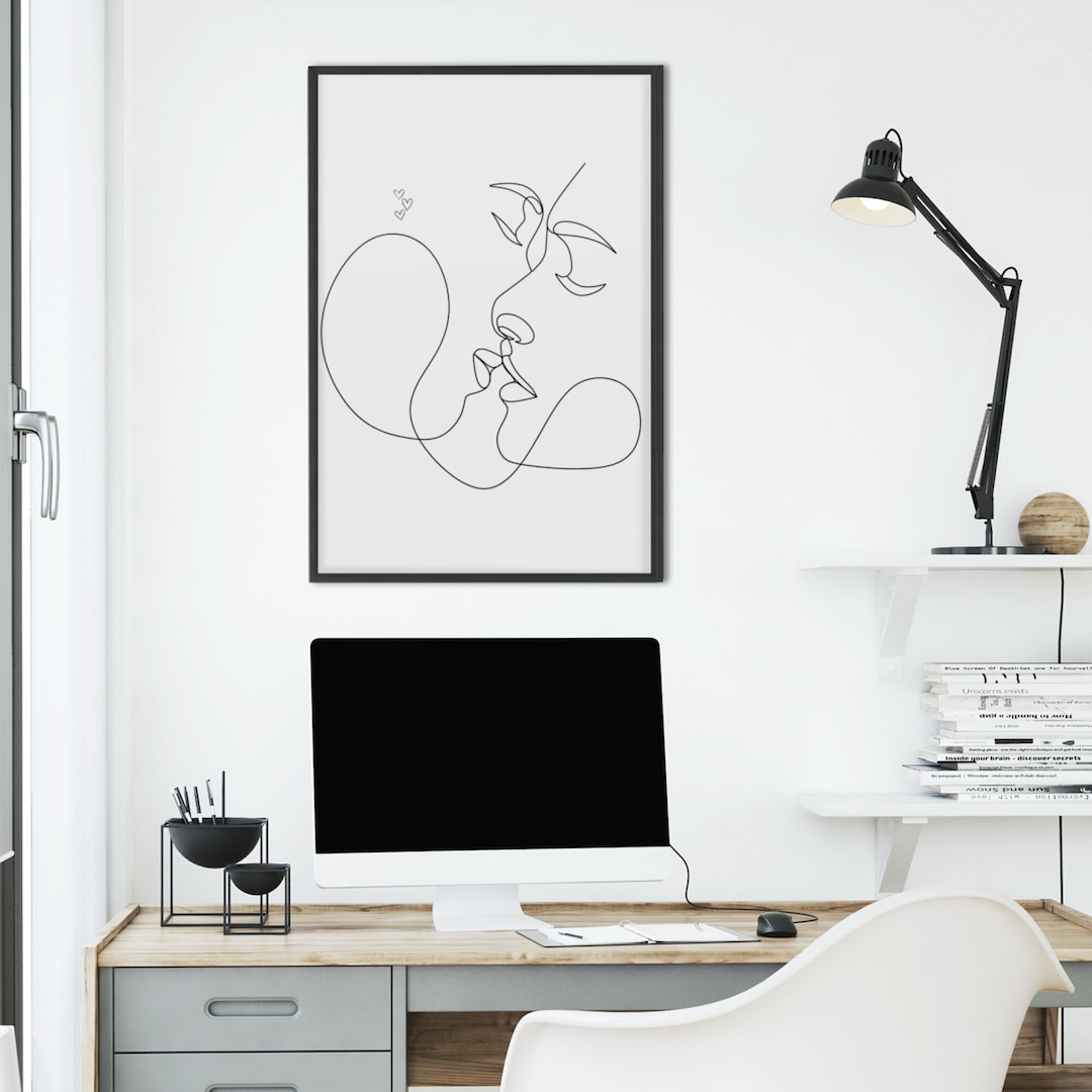 Couple Line Drawing Wall Decor, Minimalist Line Art, Abstract Line ...