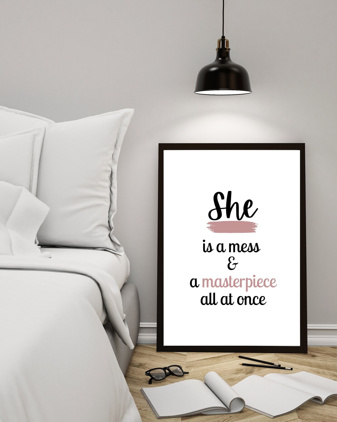 Girly She's a Mess and a Masterpiece, Wall Art Printable, Wall Decor ...