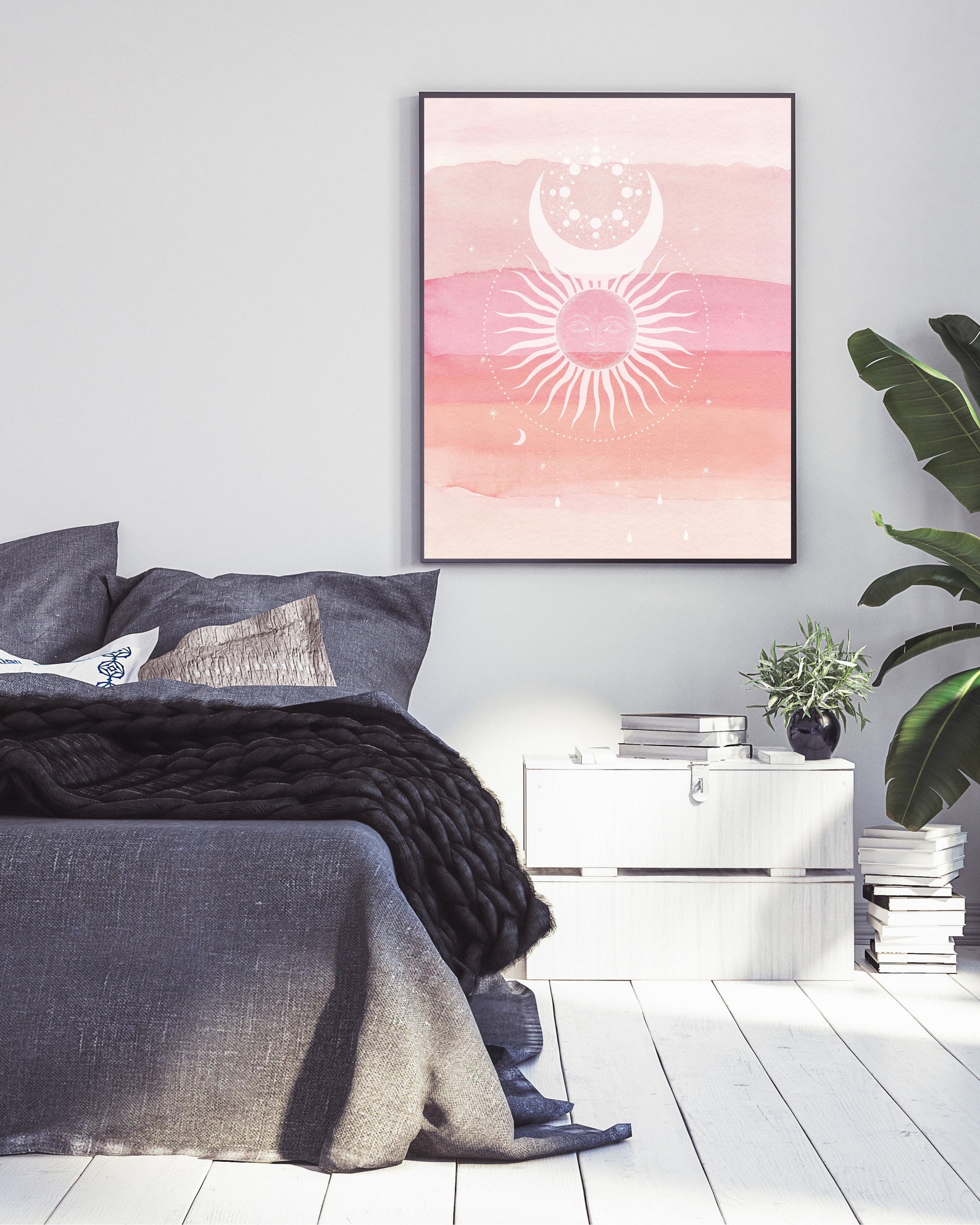 Sun and Moon Printable Art, Moon and Sun, Digital Wall Art, Wall Art ...