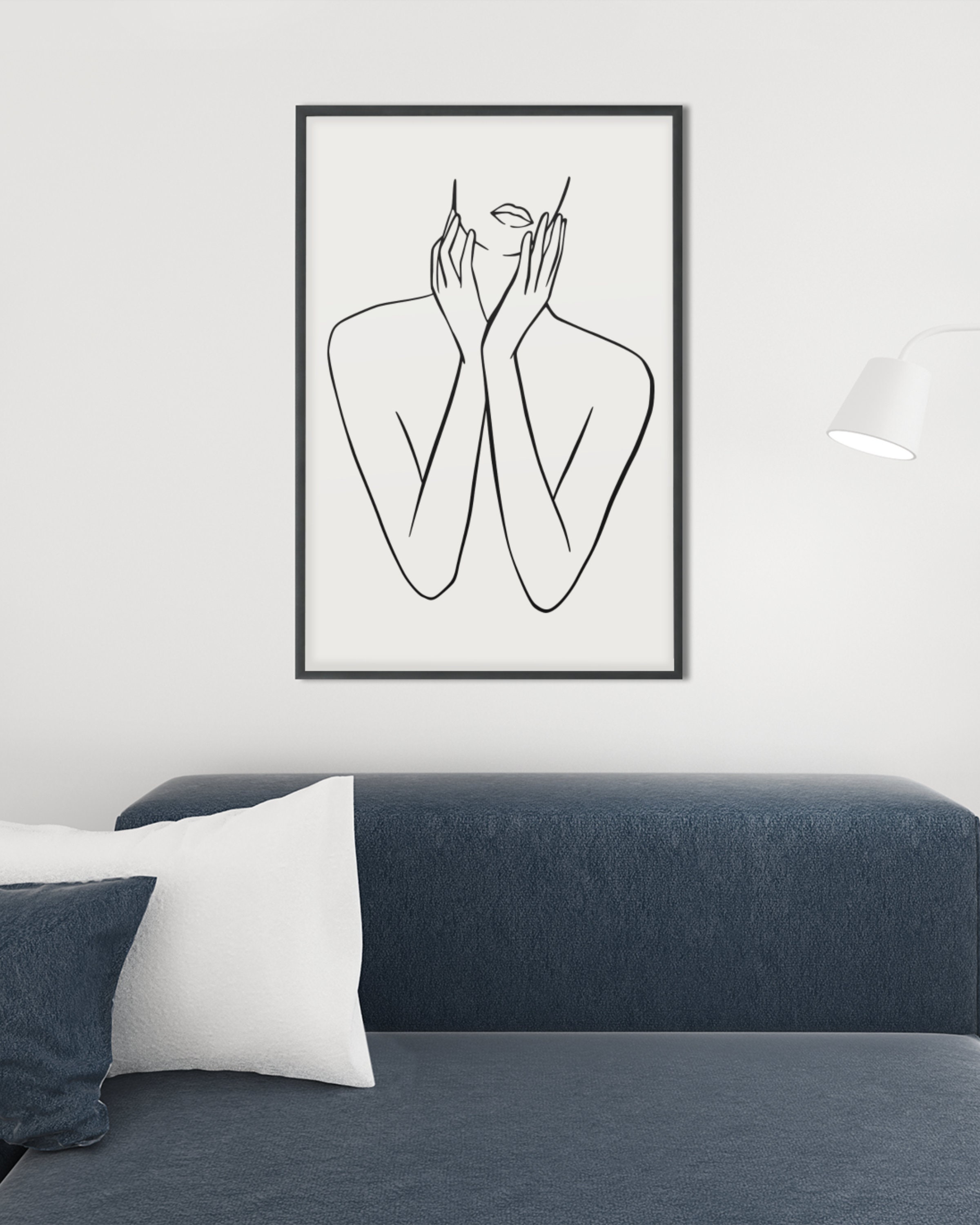Female Body One Line Drawing Printable Wall Art, Women Body Outline ...