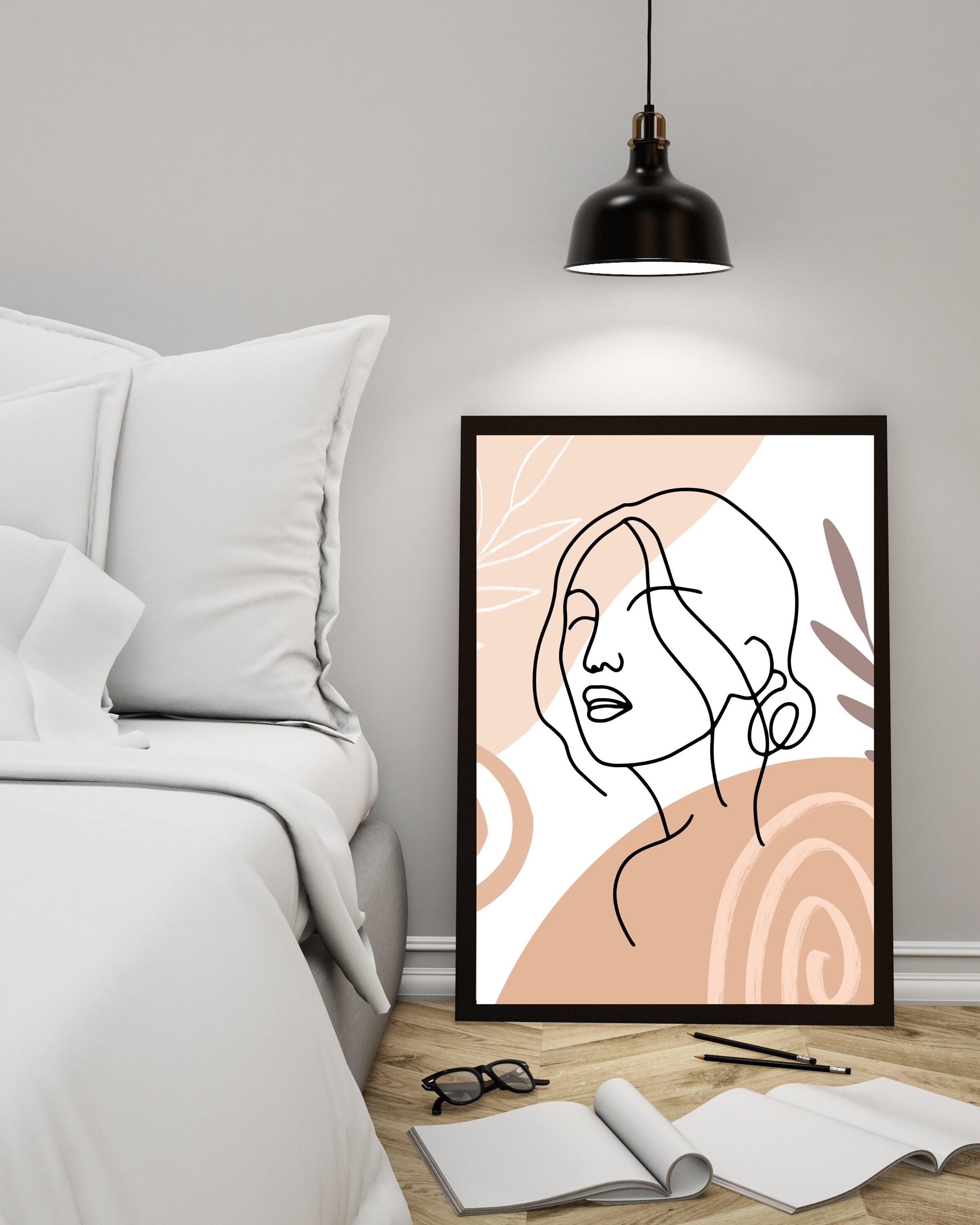 Face Line Drawing, Boho One Line Drawing, Printable Wall Art, Minimalist Wall Art, Single Line ...