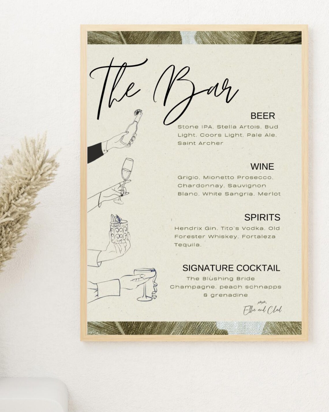 Wedding Bar Menu Template, Wedding Drink Menu Template, Modern ...