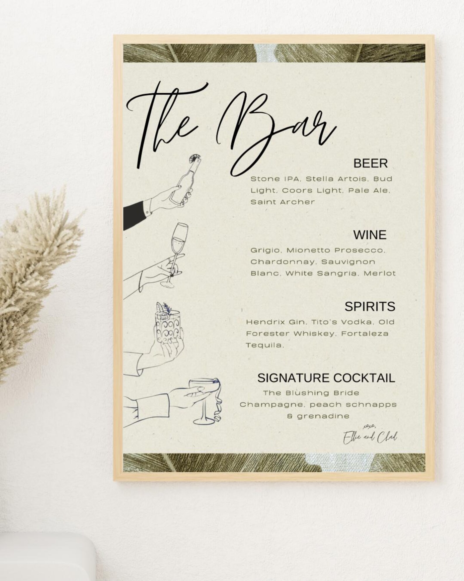 Wedding Bar Menu Template, Wedding Drink Menu Template, Modern ...