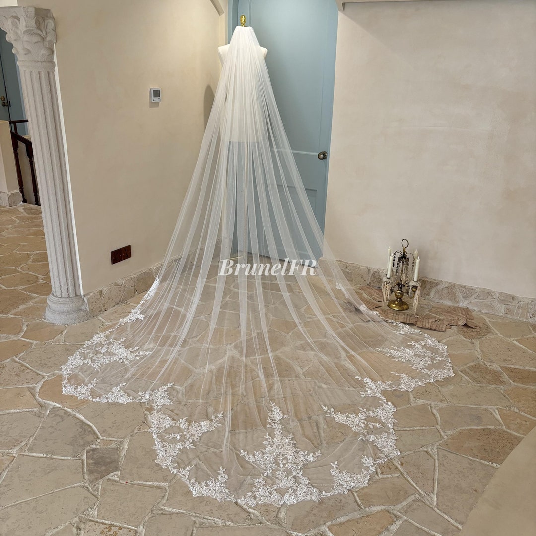 Leaf Flower Lace Veil 3 Round Veil Single Layer Veil Bridal Wedding ...