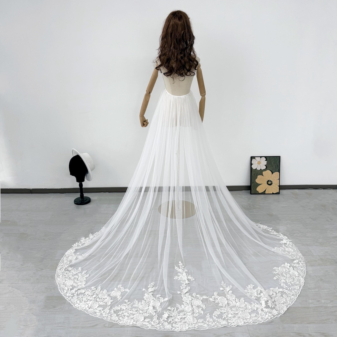Embroidered Lace Wedding Train Flower Lace Removable Train for Bridal ...