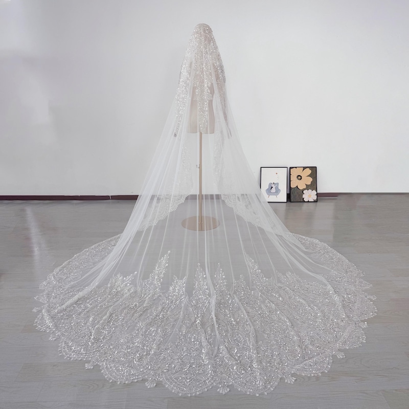 Cathedral Heavy Pearl Veil - Etsy