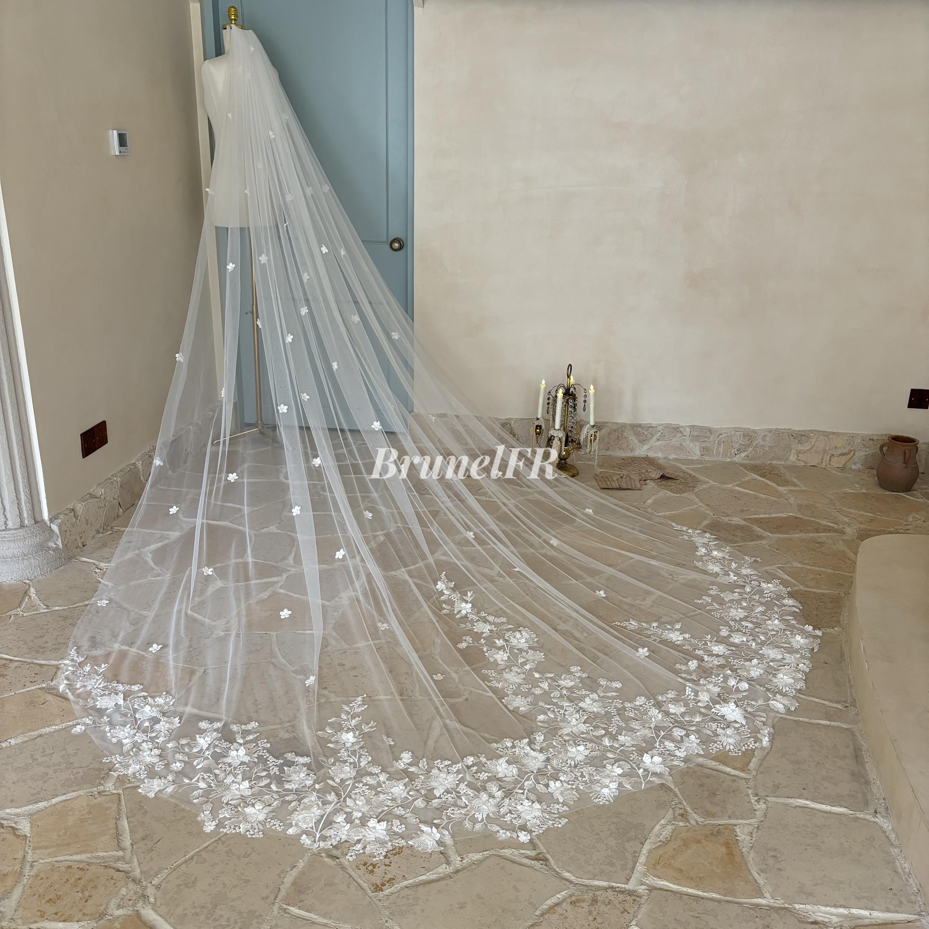 Small Flower Pearl Veil Lace Stunning Veil 1 Layer Veil Bridal Veil ...