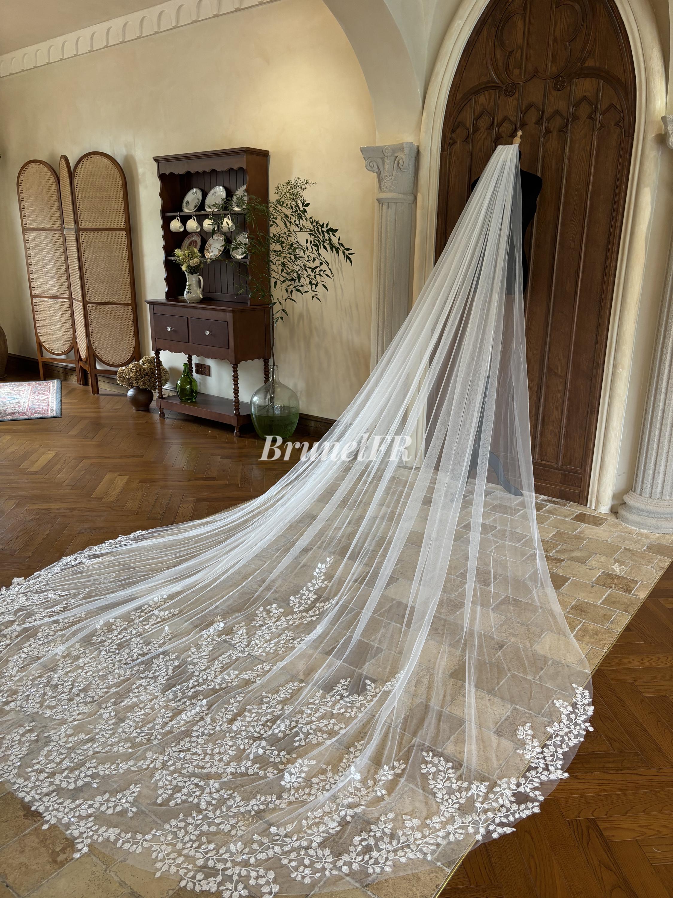 Small Leaf Veil Lawn Wedding Veil Cathedral Veil Wedding Bridal Veil ...