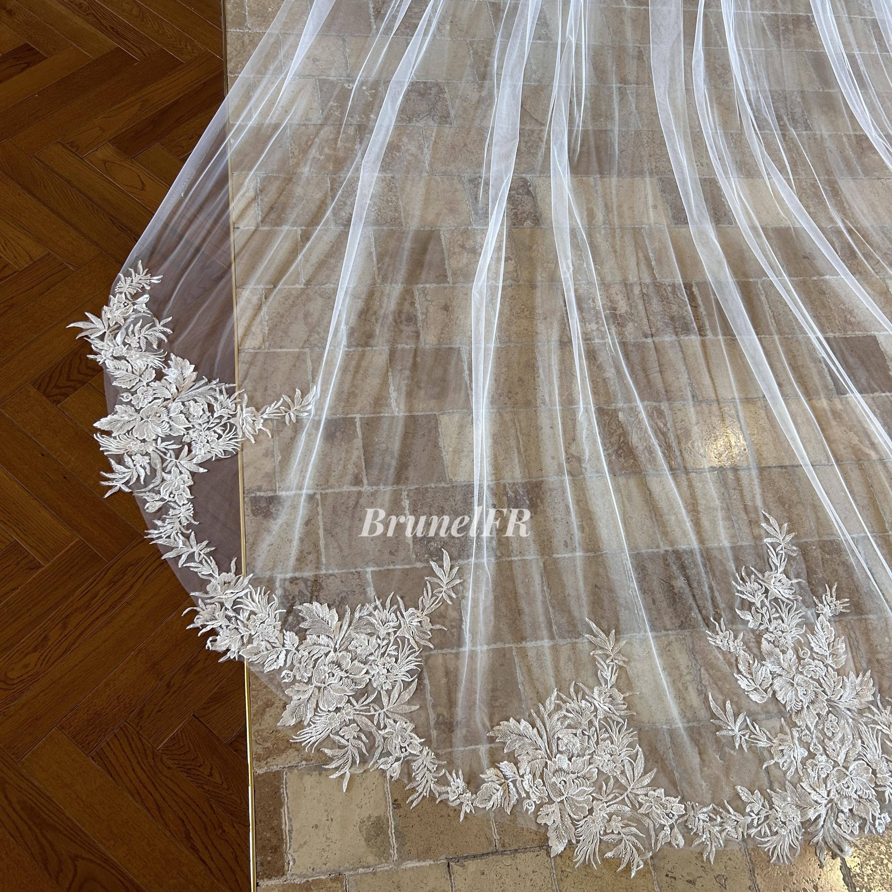 Lace Flower Leaf Veil Cathedral Veil Wedding Bridal Wedding Veil Custom ...