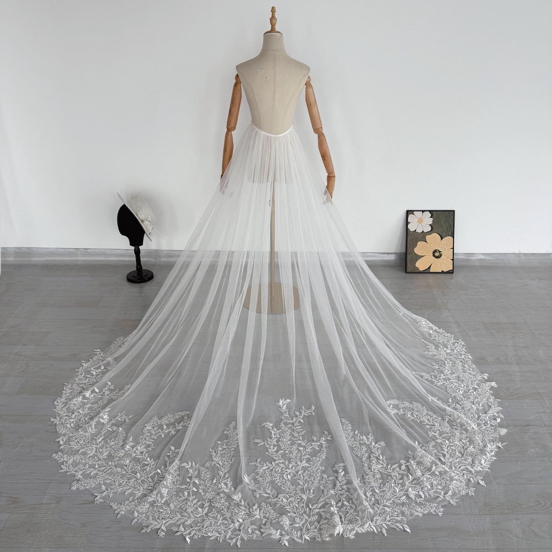 Sparkling Lace Bridal Train Luxury Beaded Wedding Train Floral Lace ...