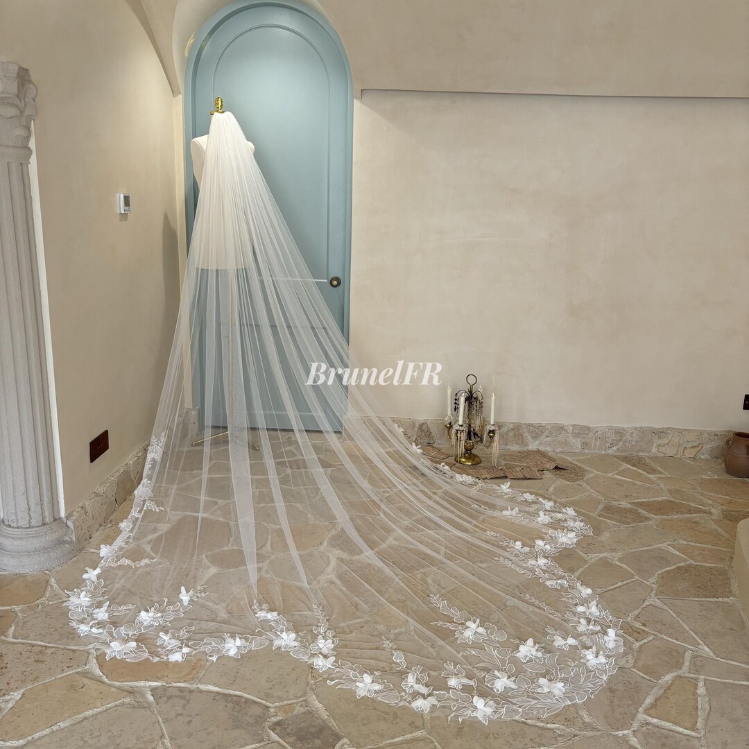 3D Flower Veil Mermaid Shape Veil Single Layer Veil Bridal Wedding Veil ...