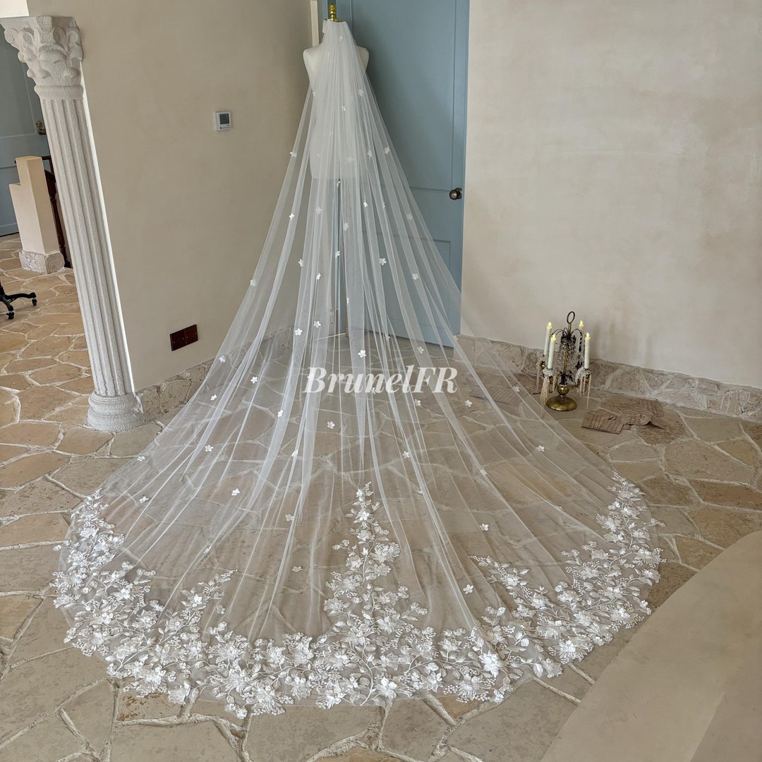 Small Flower Pearl Veil Lace Stunning Veil 1 Layer Veil Bridal Veil ...