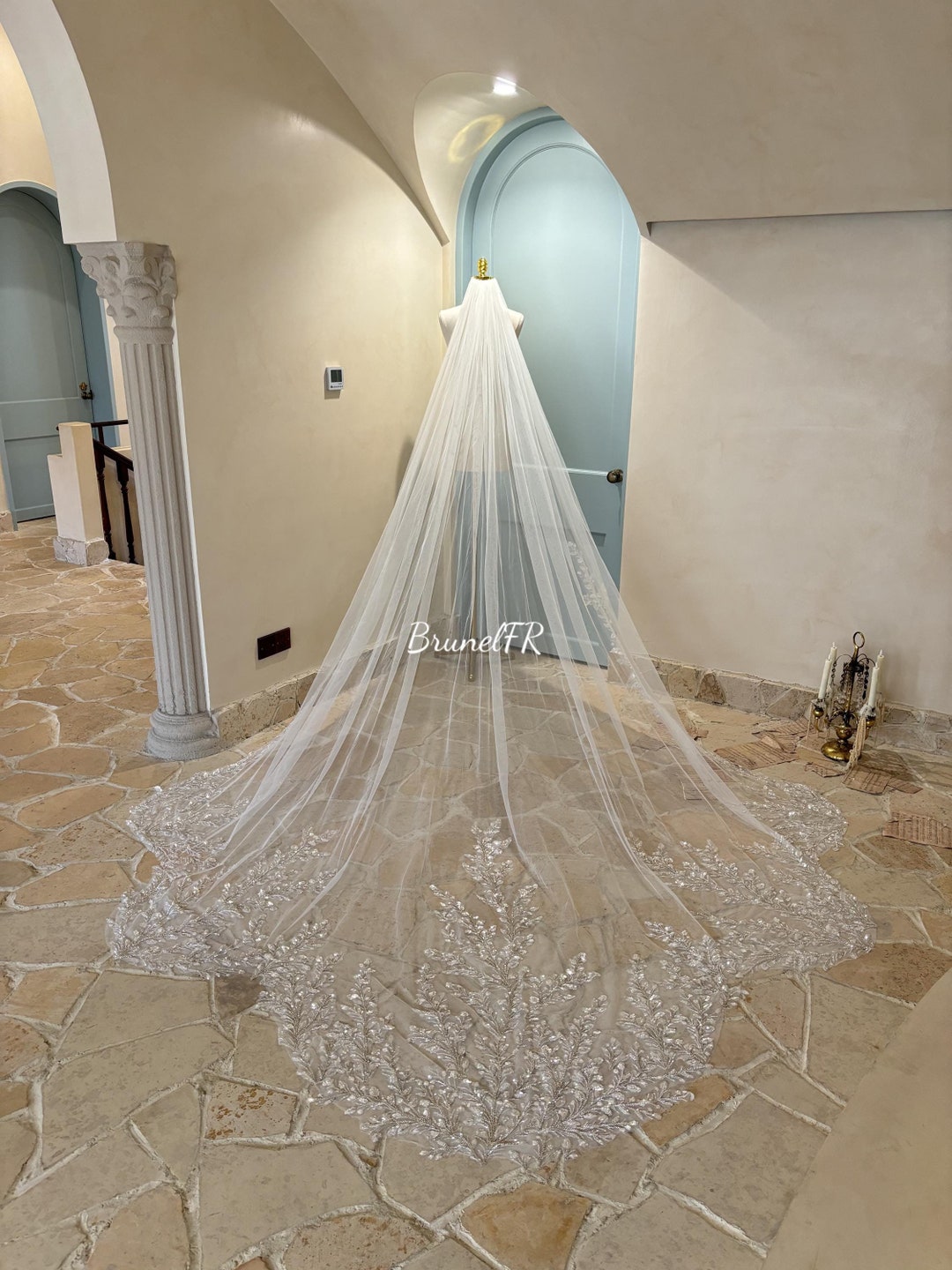 Shiny Sequin Leaf Veil Stunning Leaf Veil Bridal Cathedral Veil Beading ...